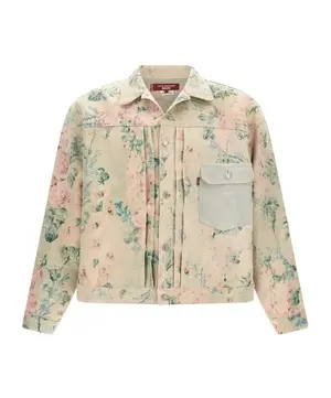 Junya Watanabe Floral Print Shirt Jacket With Dropped Shoulders - Nude