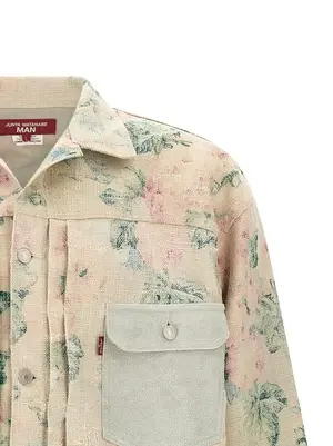 Junya Watanabe Floral Print Shirt Jacket With Dropped Shoulders - Nude