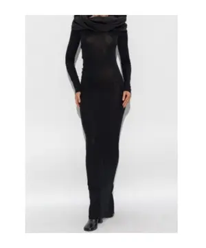 ENTIRE STUDIOS Maxi Dress With Scarf Collar - Black