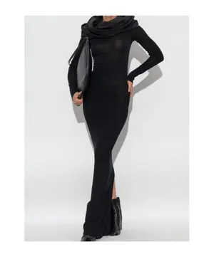 ENTIRE STUDIOS Maxi Dress With Scarf Collar - Black