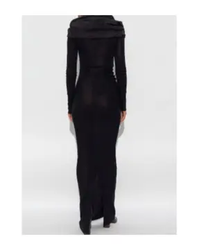 ENTIRE STUDIOS Maxi Dress With Scarf Collar - Black