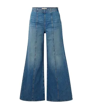 Ulla Johnson Bianca Paneled High-rise Wide-leg Jeans - Blue