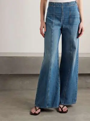 Ulla Johnson Bianca Paneled High-rise Wide-leg Jeans - Blue