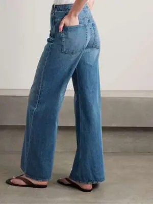 Ulla Johnson Bianca Paneled High-rise Wide-leg Jeans - Blue