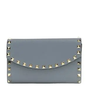 Valentino Garavani Valentino Garavani Rockstud Foldover Wallet Gray