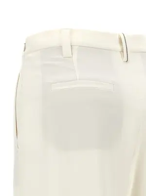 Brunello Cucinelli Monili Detailed Pleated Trousers - White