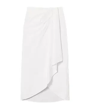 TWINSET Asymmetric Midi Poplin Skirt - White