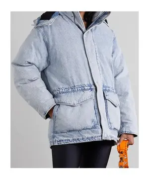 Alexander Wang Oversized Padded Denim Parka With Removable Hood