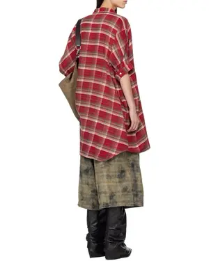 R13 Plaid Mini Shirt Dress - Redplaid