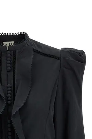 Isabel Marant Étoile Calina Ruffled Mesh Cutout Shirt - Black