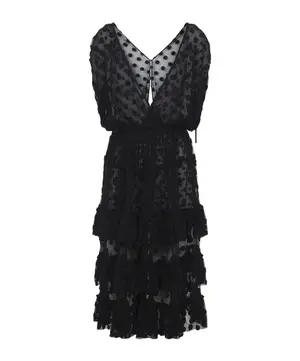 Dries Van Noten V-neck Sleeveless Dress With Layered Skirt - Black