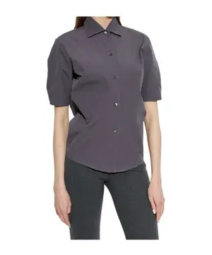 JIL SANDER Short Sleeve Button-up Top - Black