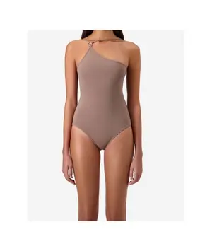 Coperni One Shoulder Asymmetric Swimsuit - Brown