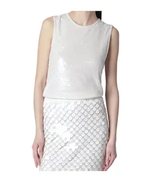 P.a.r.o.s.h Sleeveless Sequined Crewneck Top