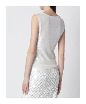 P.a.r.o.s.h Sleeveless Sequined Crewneck Top