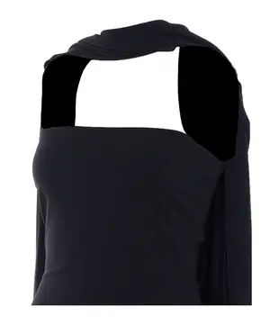 Solace Martine Shawl Detail Sleeveless Dress With Back Slit - Black