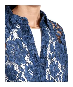 Federica Tosi Sheer Floral Lace Shirt