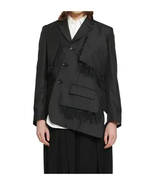 Comme Des Garçons Single-breasted Suit Jacket With Tassel And Patchwork Details