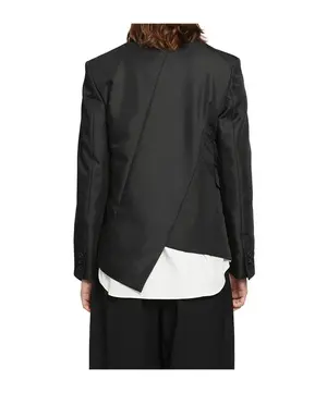 Comme Des Garçons Single-breasted Suit Jacket With Tassel And Patchwork Details