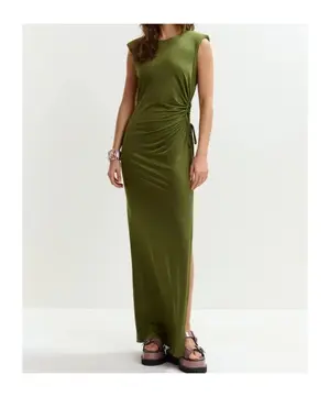 Essentiel Antwerp Joye 098" Draped Jersey Maxi Dress - Khaki