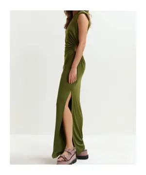 Essentiel Antwerp Joye 098" Draped Jersey Maxi Dress - Khaki