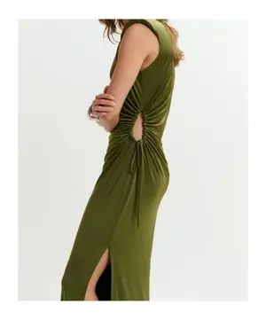 Essentiel Antwerp Joye 098" Draped Jersey Maxi Dress - Khaki