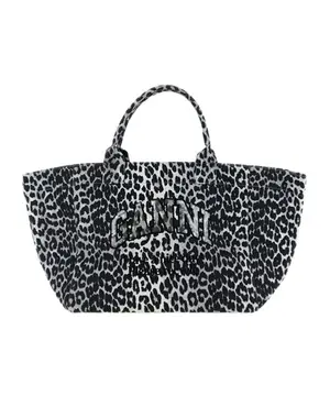 GANNI Leopard Printed Sequinned Tote Bag - Grey