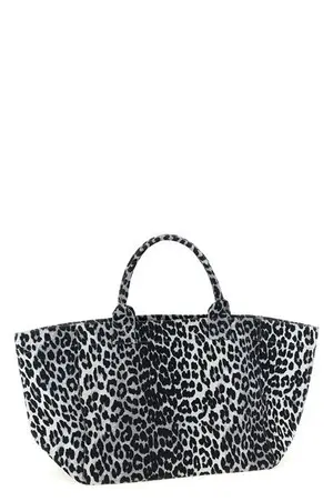 GANNI Leopard Printed Sequinned Tote Bag - Grey