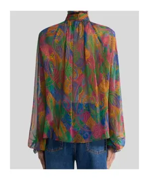 Etro Paisley And Floral Print Silk Scarf Neck Blouse