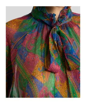 Etro Paisley And Floral Print Silk Scarf Neck Blouse