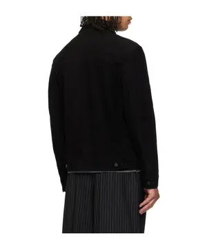 Hugo Boss Suede Leather Jacket With Lapel And Button Closure