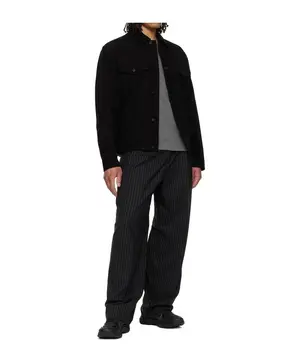 Hugo Boss Suede Leather Jacket With Lapel And Button Closure