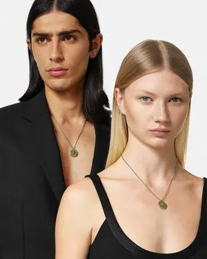 Versace Medusa Charm Pendant Necklace - White