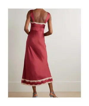 Rixo Sleeveless Midi Dress With Lace Trim