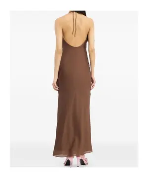 ROTATE BY BIRGER CHRISTENSEN Halterneck Chiffon Maxi Dress - Dark Brown
