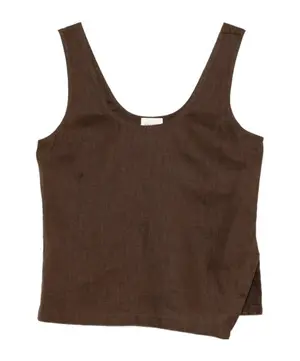 Closed Split Detail Sleeveless Top - Maple Brown