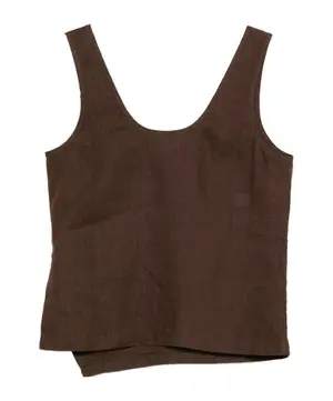 Closed Split Detail Sleeveless Top - Maple Brown