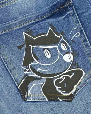 Iceberg Straight Leg Jeans With Cartoon Motif