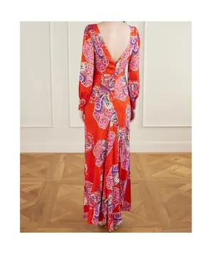 Rixo Marni Maxi Dress With Long Sleeves And Open Back