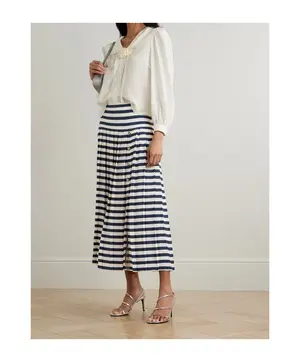 Rixo Una Pleated Striped Midi Skirt - Multi