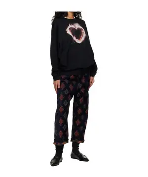 R13 Flaming Heart Oversized Crew Neck Sweatshirt