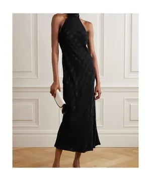 Rixo Sleeveless Printed Midi Dress With Tie Neck