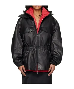 THE FRANKIE SHOP Carnaby Funnel Neck Leather Jacket