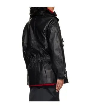 THE FRANKIE SHOP Carnaby Funnel Neck Leather Jacket
