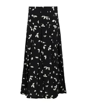 ALYSI Abstract Print Pleated Midi Skirt - Black