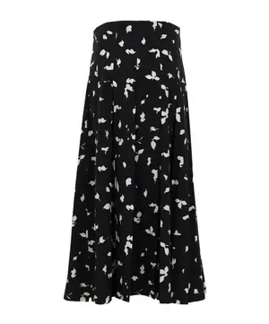 ALYSI Abstract Print Pleated Midi Skirt - Black