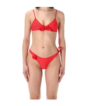 Coperni Floral Detail Bikini Top - Red