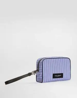 Dolce & Gabbana Striped Poplin Pouch - Blue