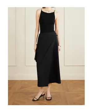 ST. AGNI Straight Skirt With Silver Trim