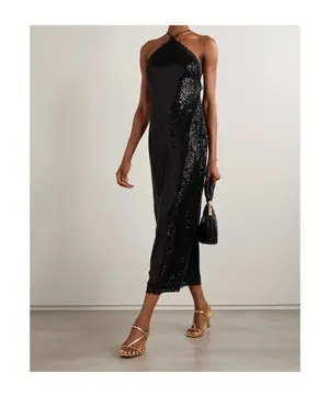 Rixo Sleeveless Sequined Tulle And Lace Midi Dress